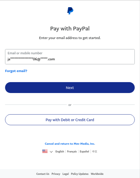How to Complete Payment With a CreditCard using PayPal at MEV?